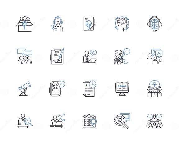 Analyzing and Explanations Line Icons Collection. Interpretation ...