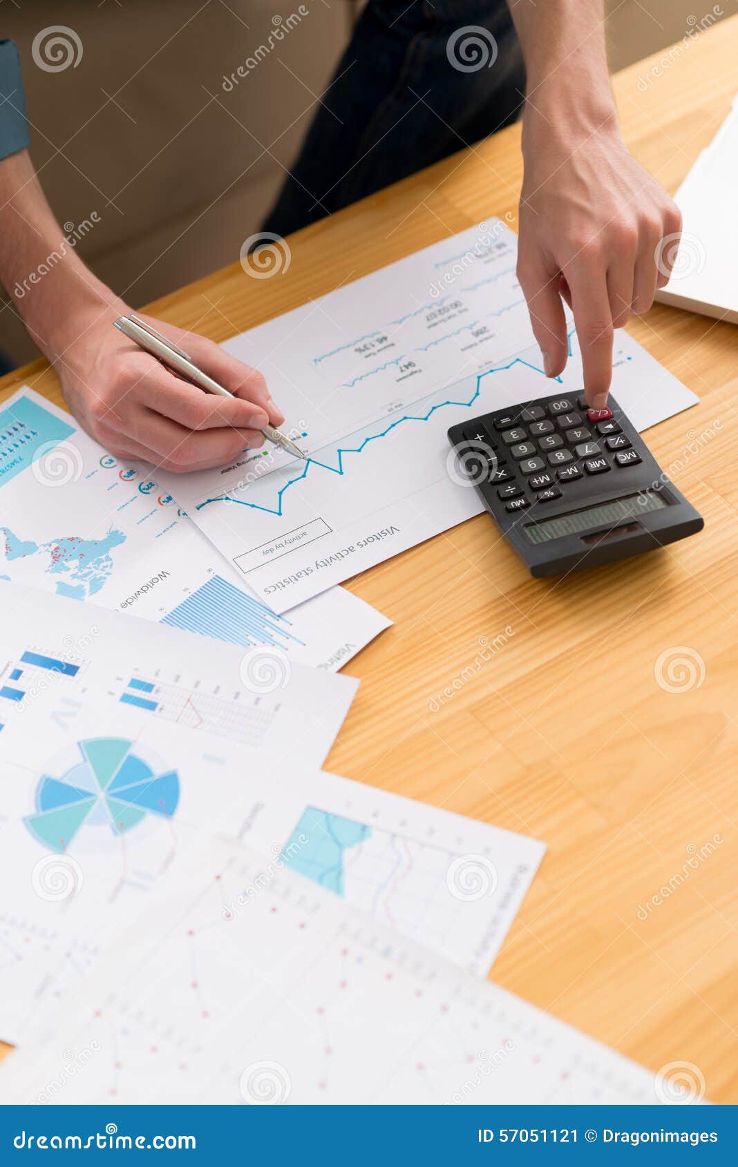 Analyzing financial data stock image. Image of report - 57051121