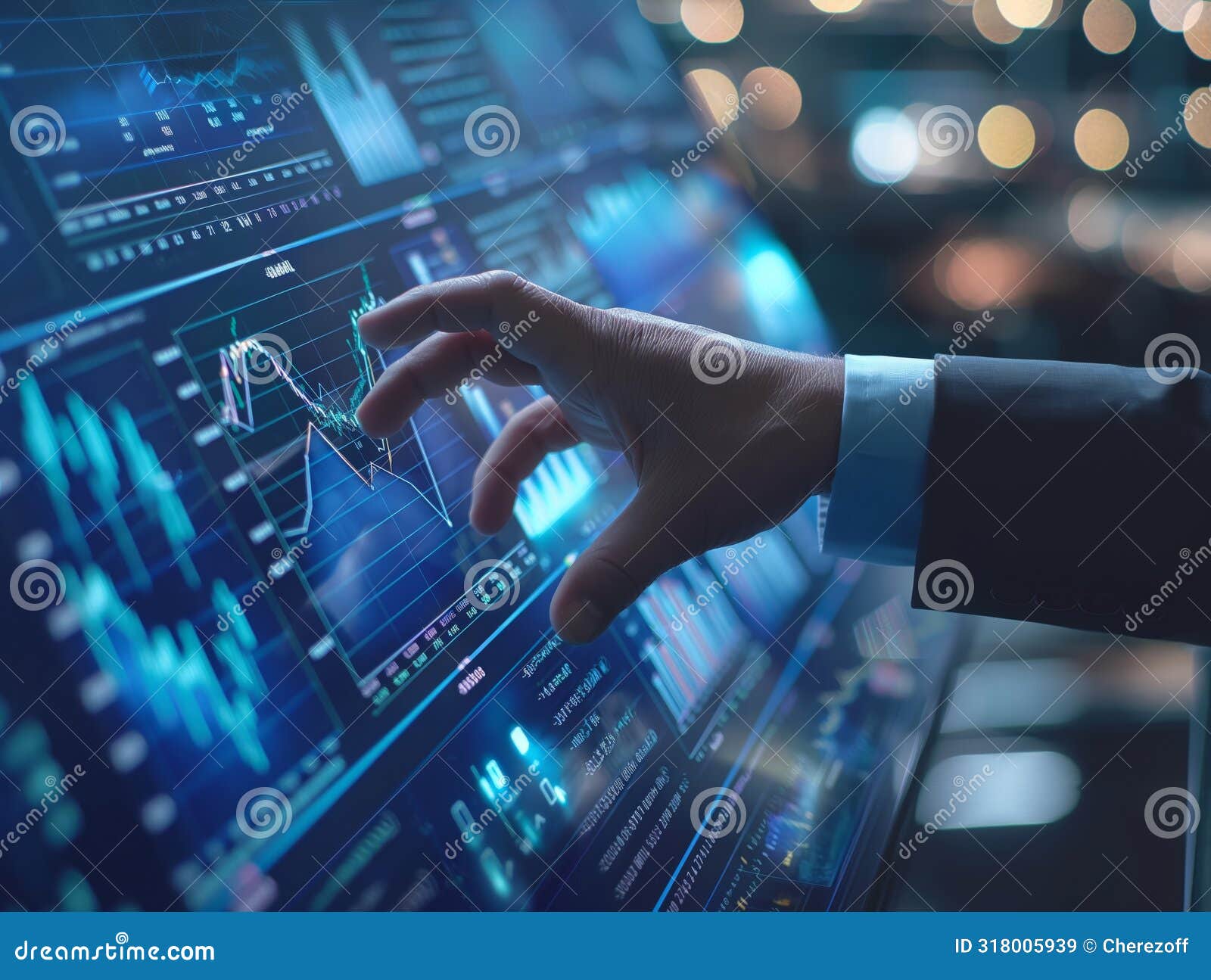 Analyzing Financial Data on a High-tech Digital Interface Stock Image ...
