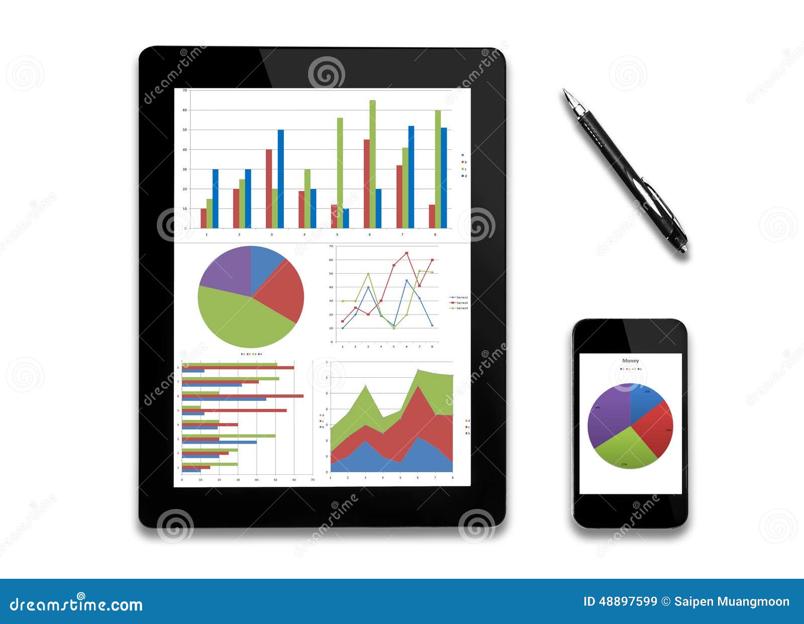 Analyzing Graph with Tablet Stock Image - Image of mobile, digital ...