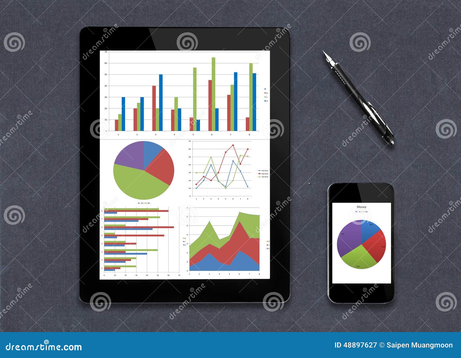 Analyzing Graph with Tablet Stock Image - Image of device, equipment ...