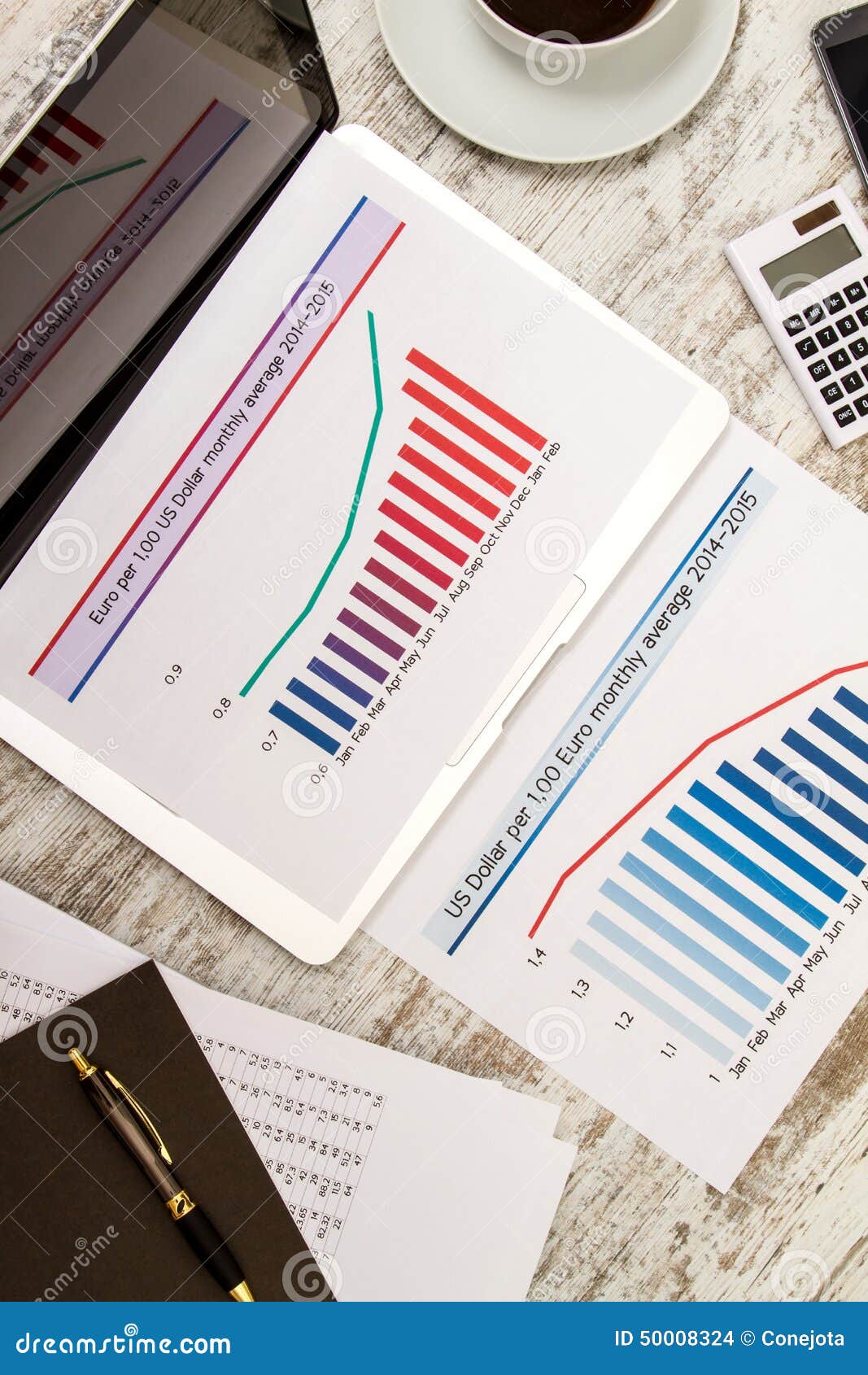 Analyzing Graphics with Evolution Exchange Rate Euro Dollar Stock Photo ...