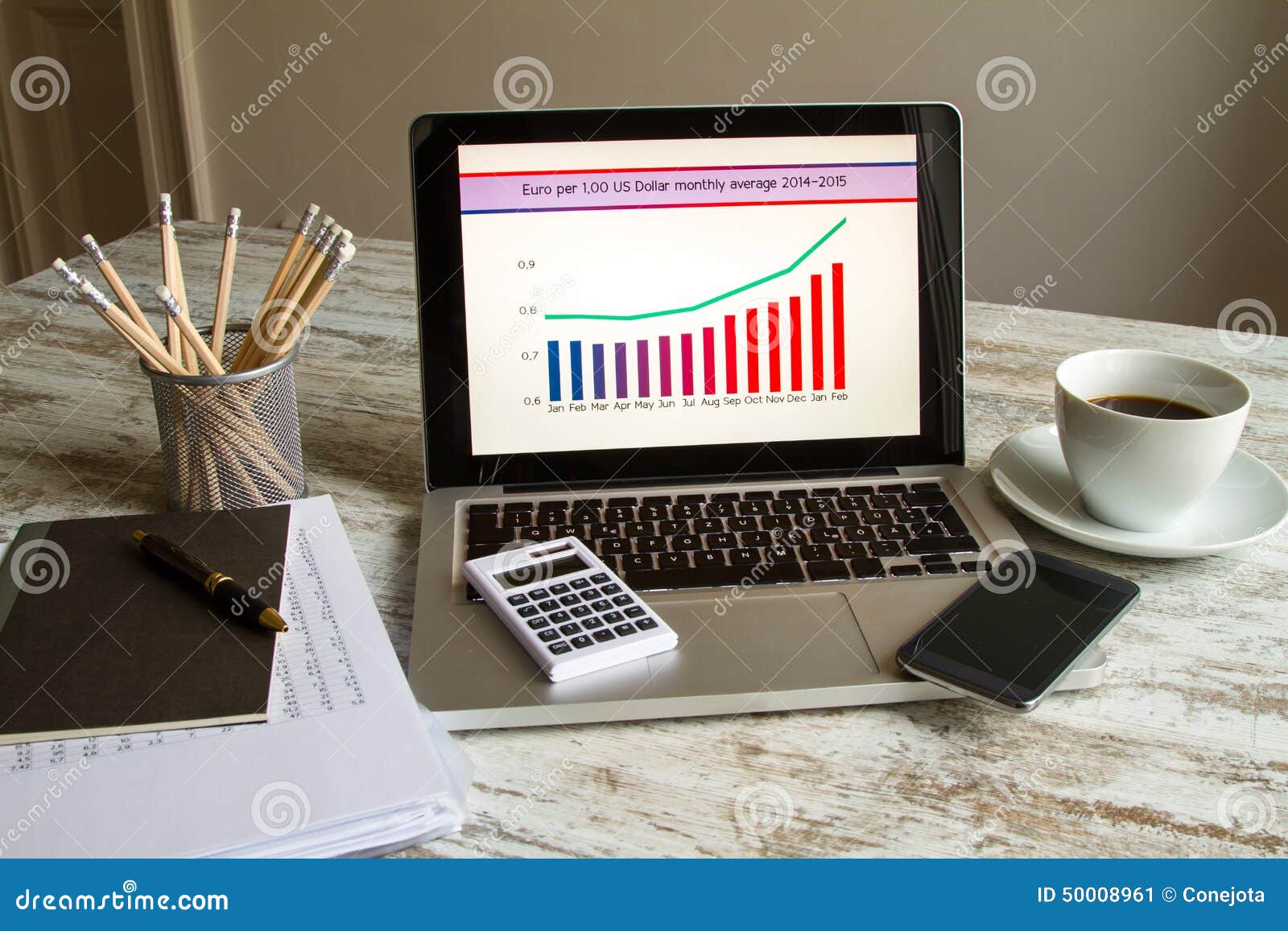 Analyzing Graphics with Evolution Exchange Rate Euro Dollar Stock Image ...