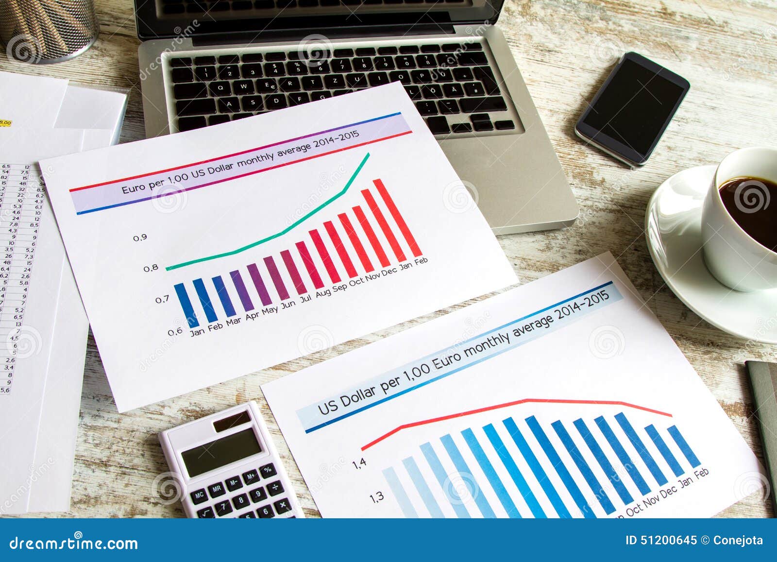 Analyzing Graphics with Evolution Exchange Rate Euro Dollar Stock Image ...