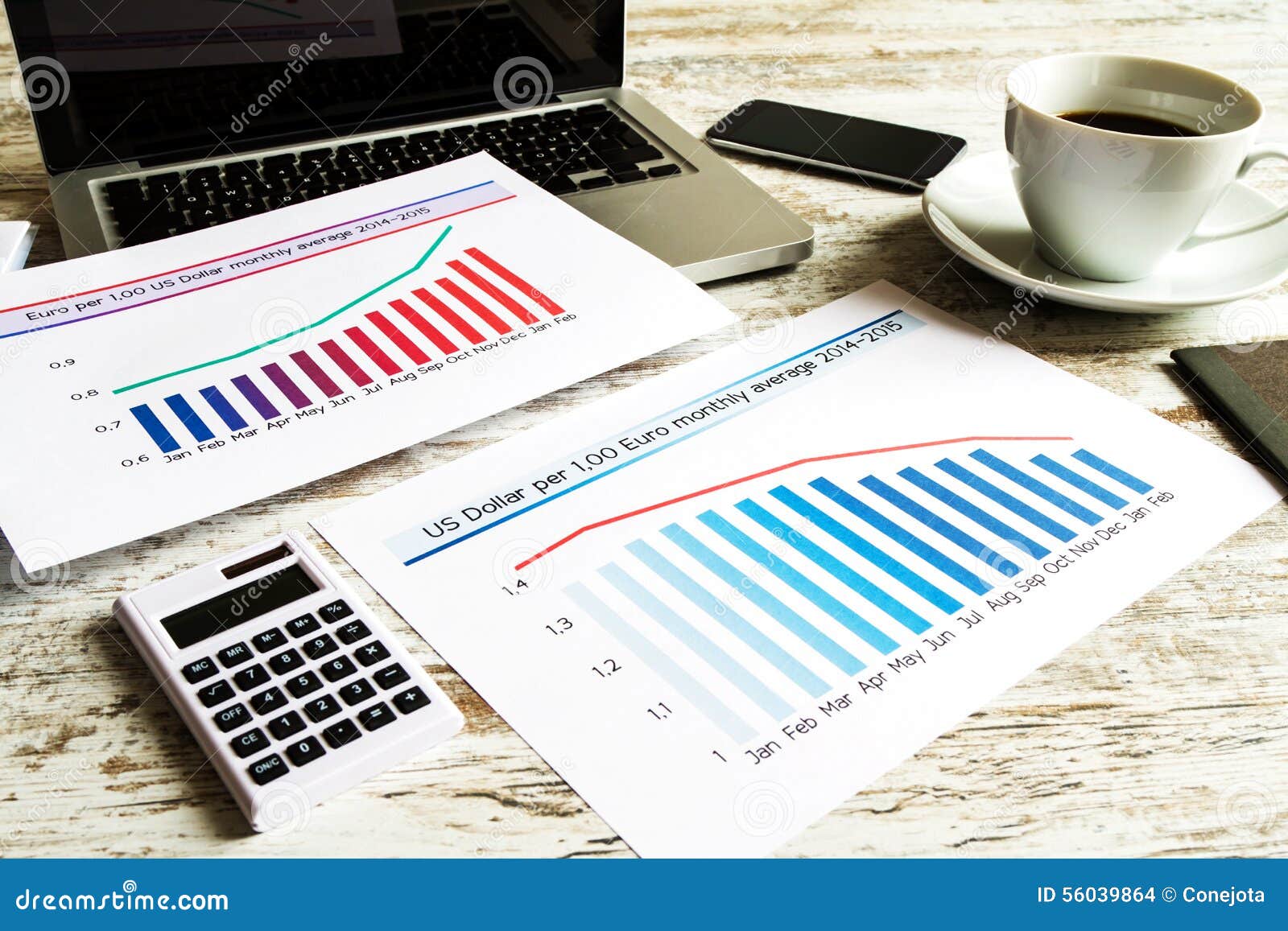 Analyzing Graphics with Evolution Exchange Rate Euro Dollar Stock Photo ...