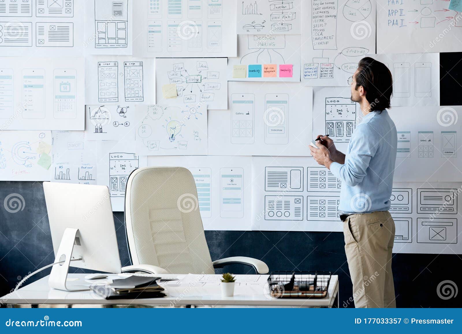 Analyzing Notes on Planning Boards Stock Image - Image of teamwork ...