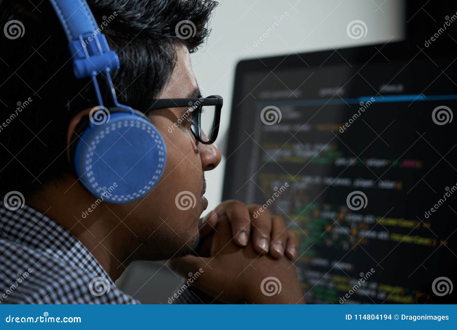 Analyzing programming code stock photo. Image of reading - 114804194