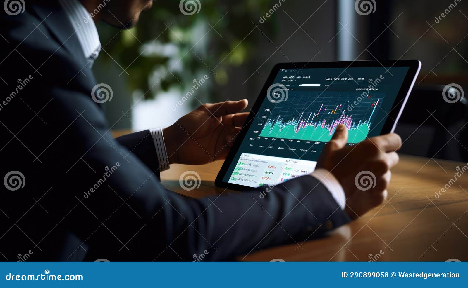 Analyzing Real-time Stock Chart Data on a Tablet Screen Holding by Man ... Analyzing Real-time Stock Chart Data on a Tablet Screen Holding by Man ...