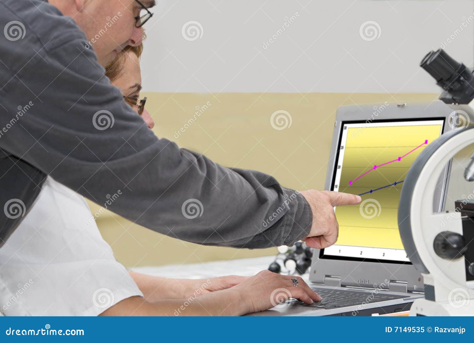 Analyzing the results stock image. Image of hand, input - 7149535