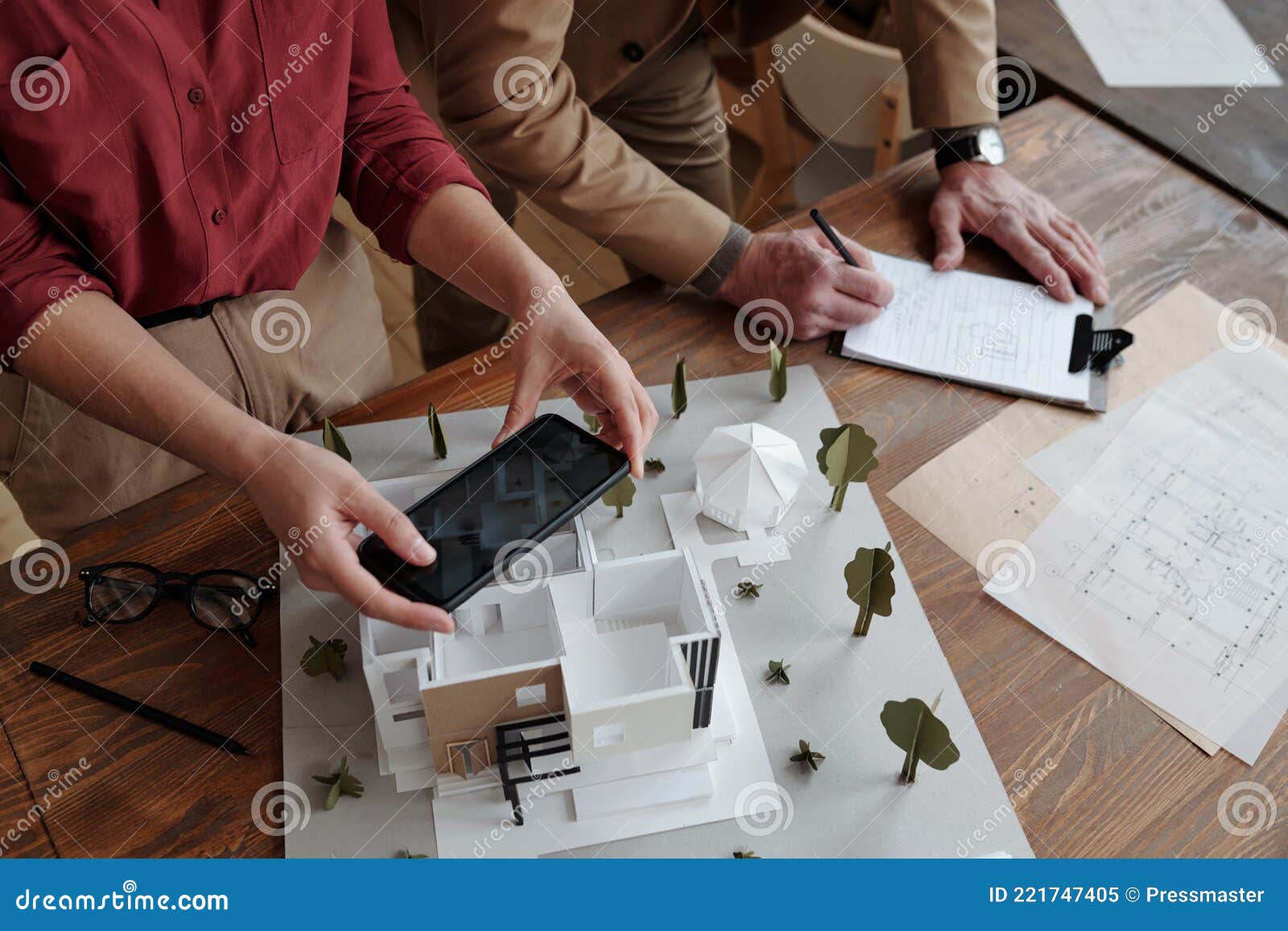 Analyzing Room Space while Developing House Stock Image - Image of ...