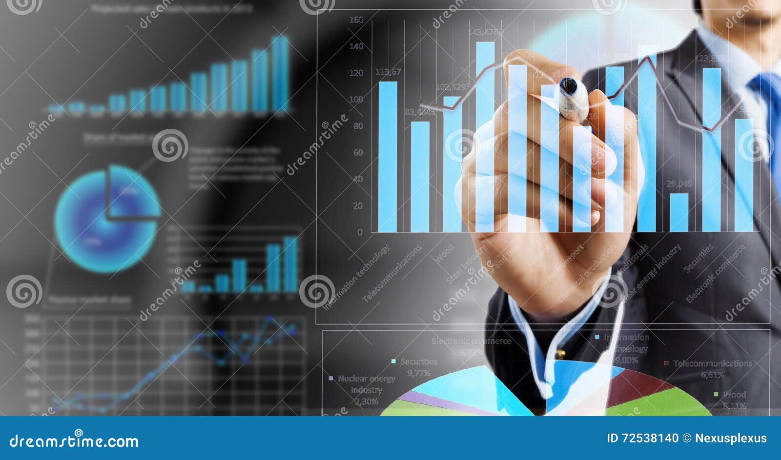 Analyzing sales data stock photo. Image of draw, infograph - 72538140