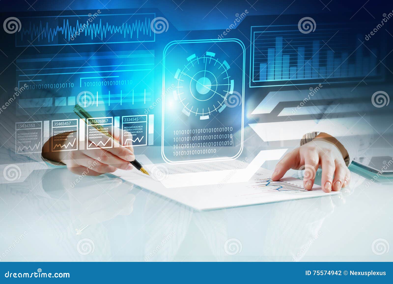Analyzing Statistics Data . Mixed Media Stock Photo - Image of report ...