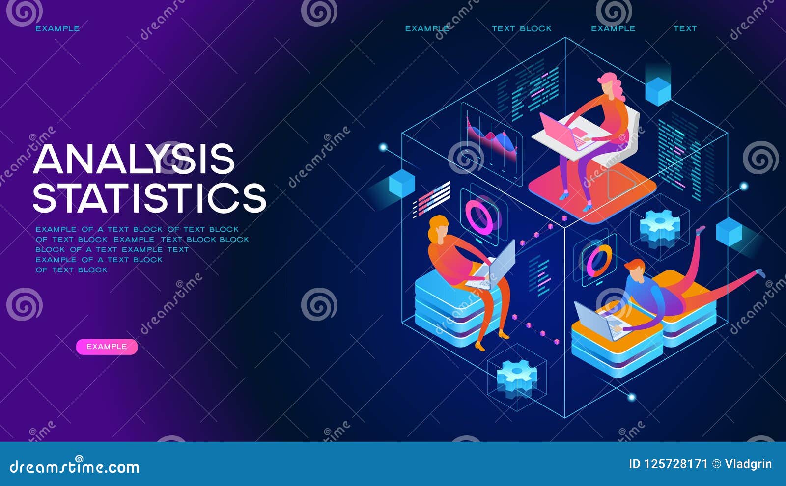 Analyzing Statistics Isometric Concept Banner Stock Vector ...