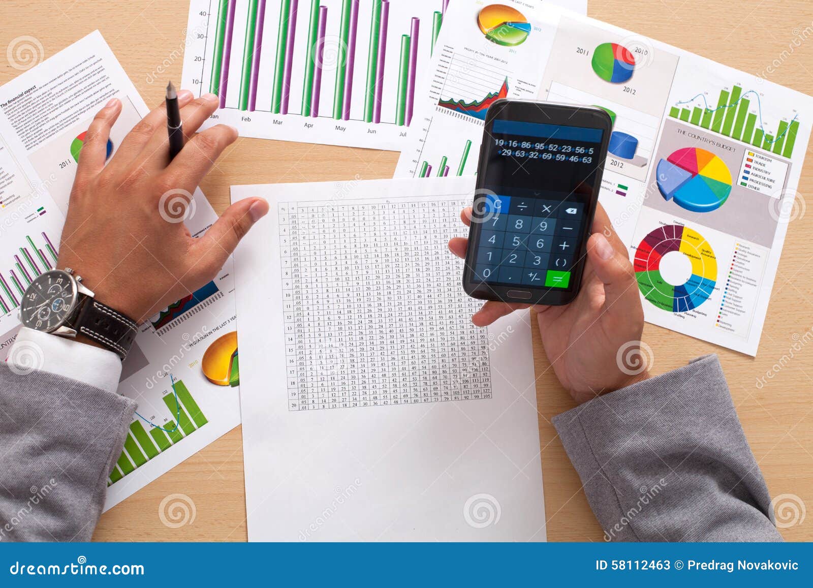 Analyzing Statistics with Smart Phone Calculator Stock Image - Image of ...