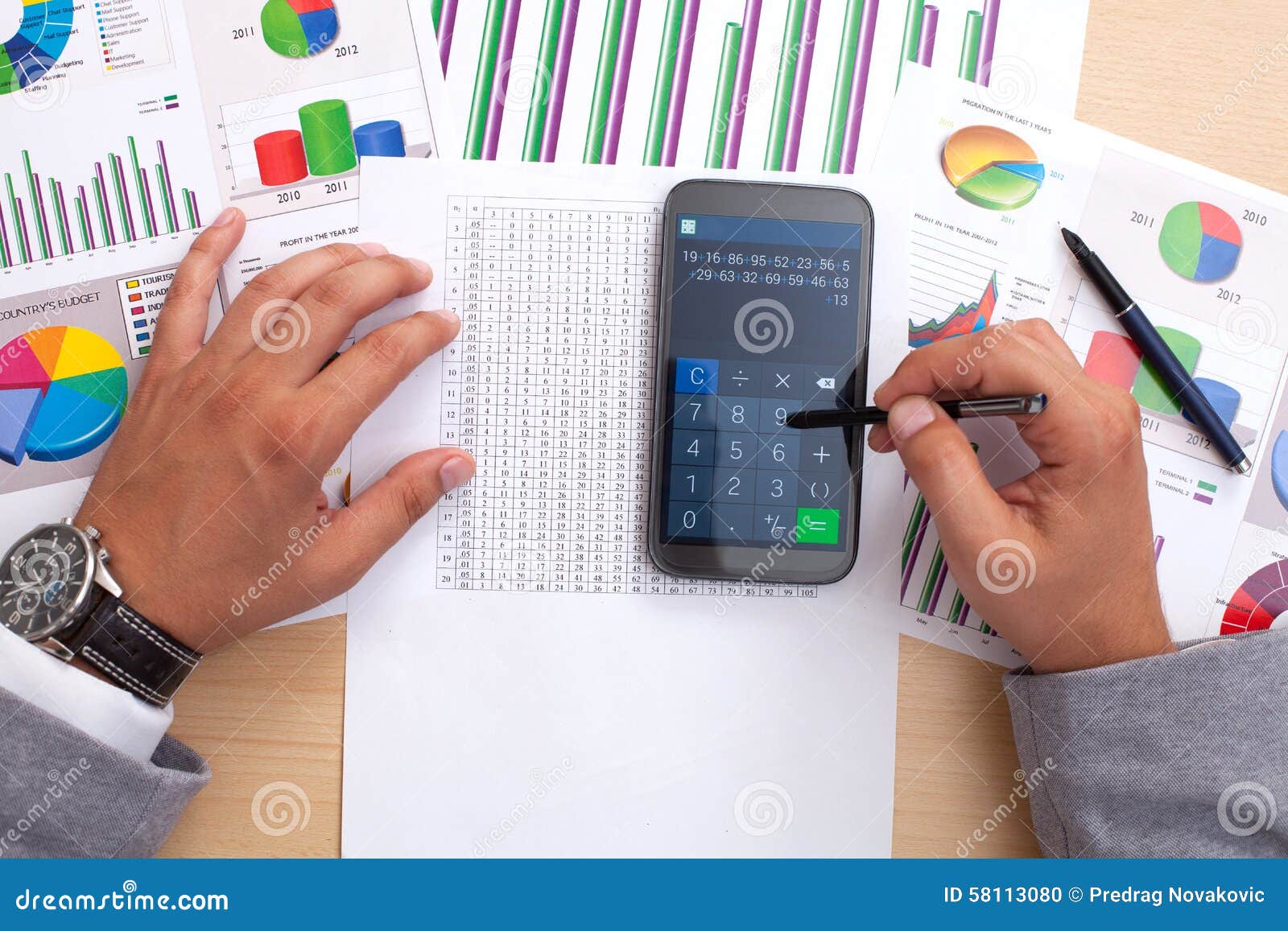 Analyzing Statistics with Smart Phone Calculator Stock Photo - Image of ...