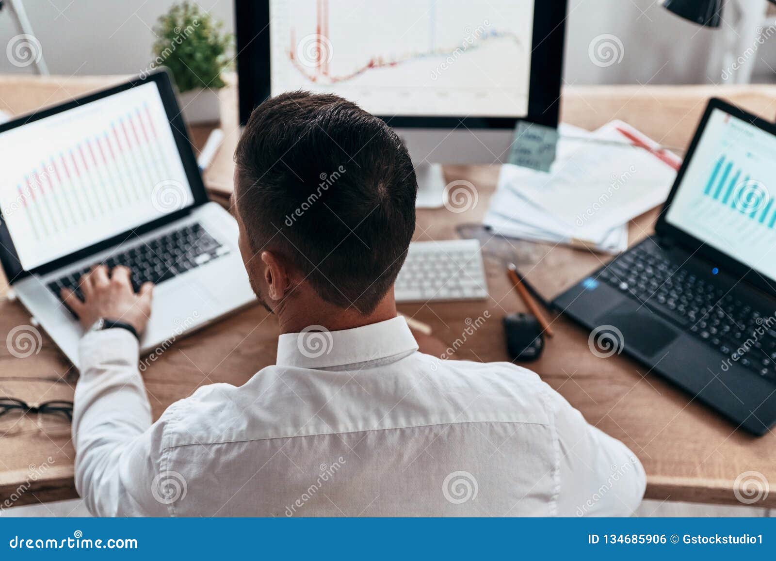 Analyzing strategy. stock photo. Image of computer, ethnicity - 134685906