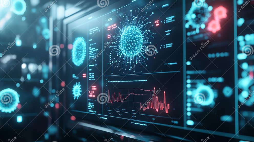 Analyzing Virus Data on Digital Screens in High-tech Laboratory during ...