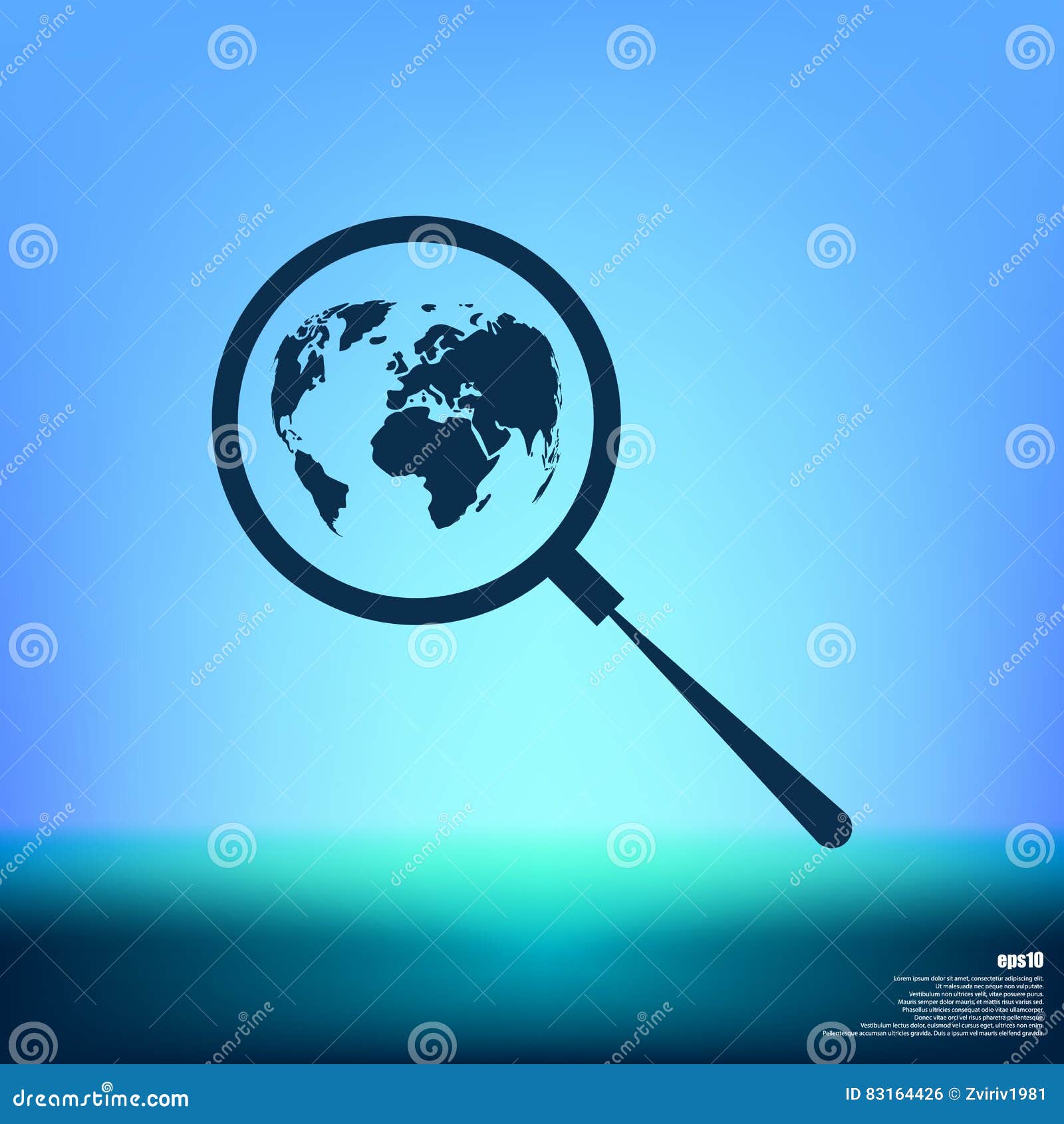 Analyzing the World. Magnifier Glass with Globe Stock Illustration ...