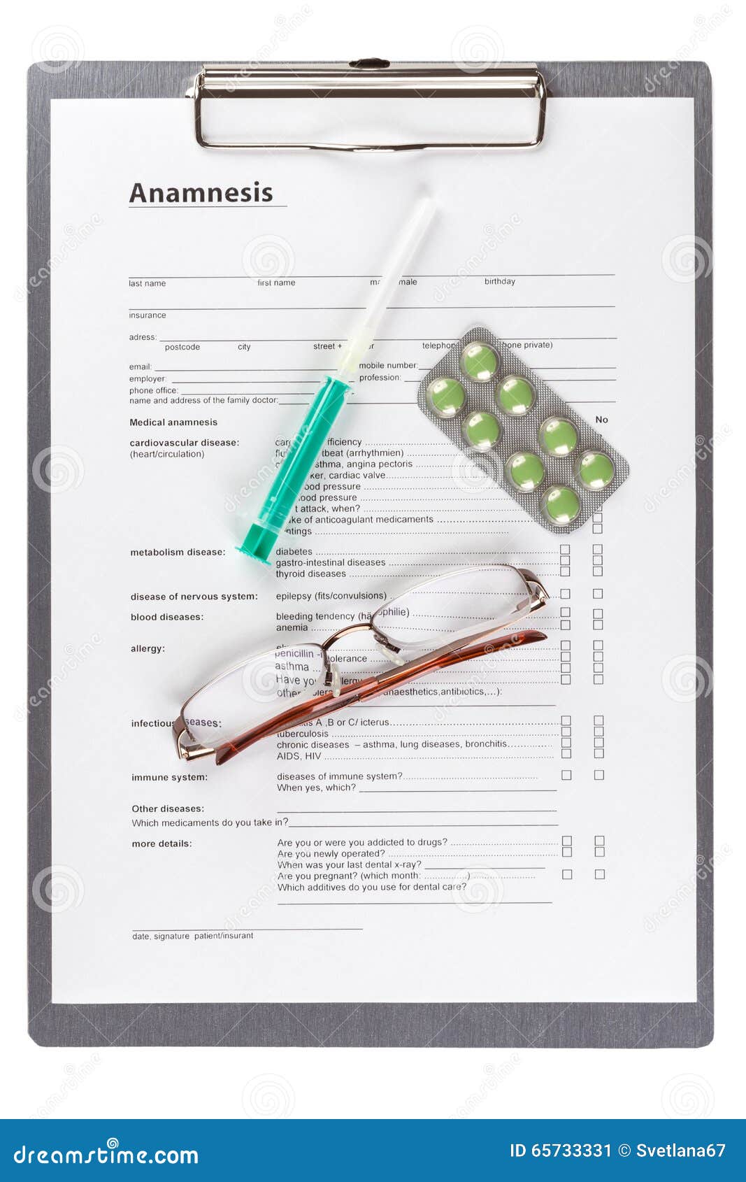 Anamnesis Form On The Clipboard Royalty-Free Stock Photo ...