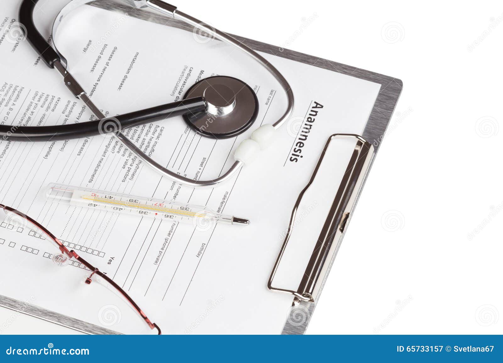 Anamnesis Form on the Clipboard Stock Image - Image of stethoscope ...