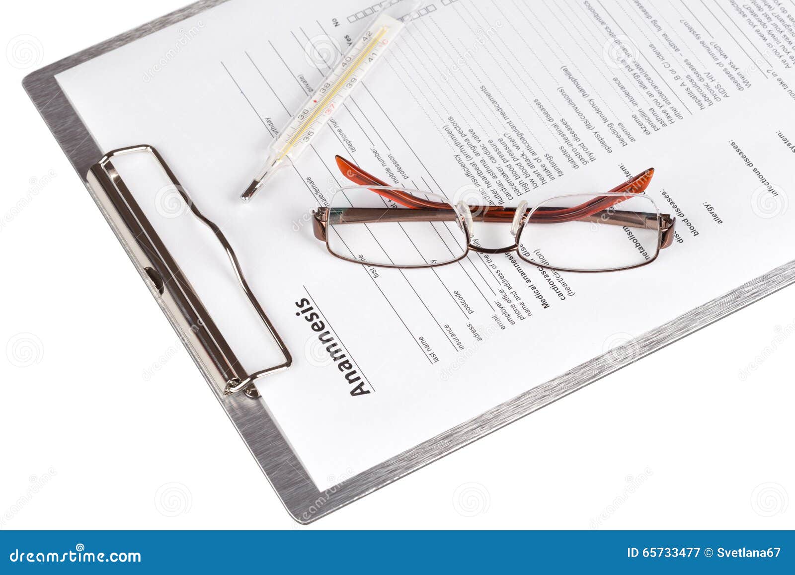 Anamnesis Form on the Clipboard Stock Image - Image of clipboard ...