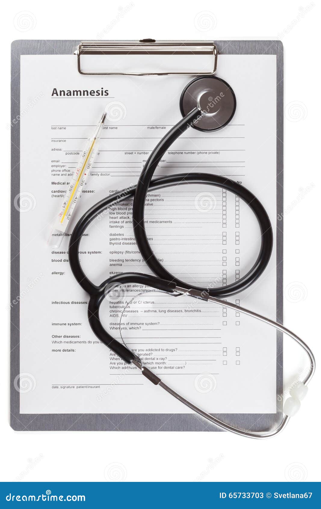Anamnesis Form On The Clipboard Stock Photography | CartoonDealer.com ...