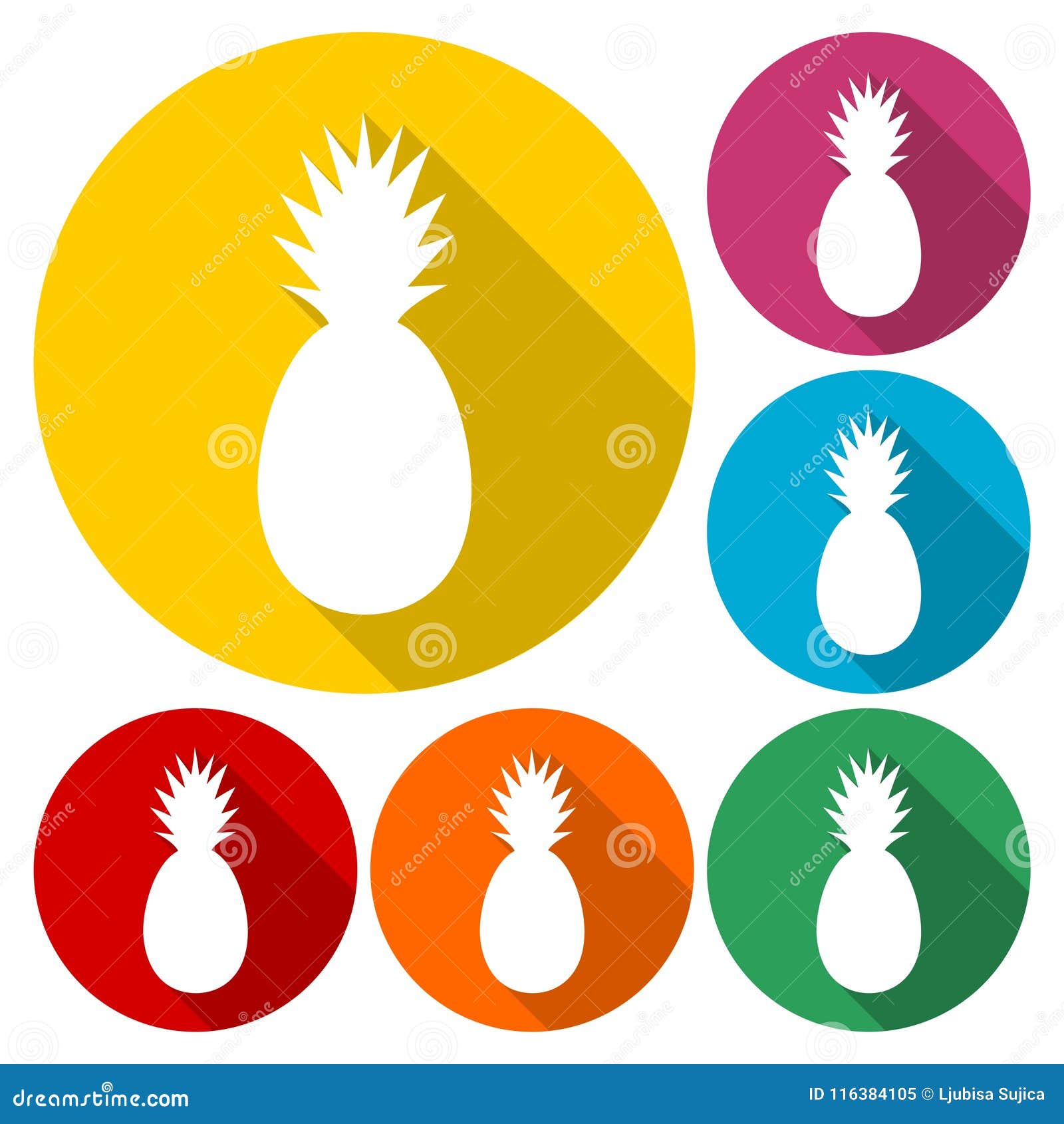 Ananas-Design, Ikonen Eingestellt Vektor Abbildung - Illustration von ...