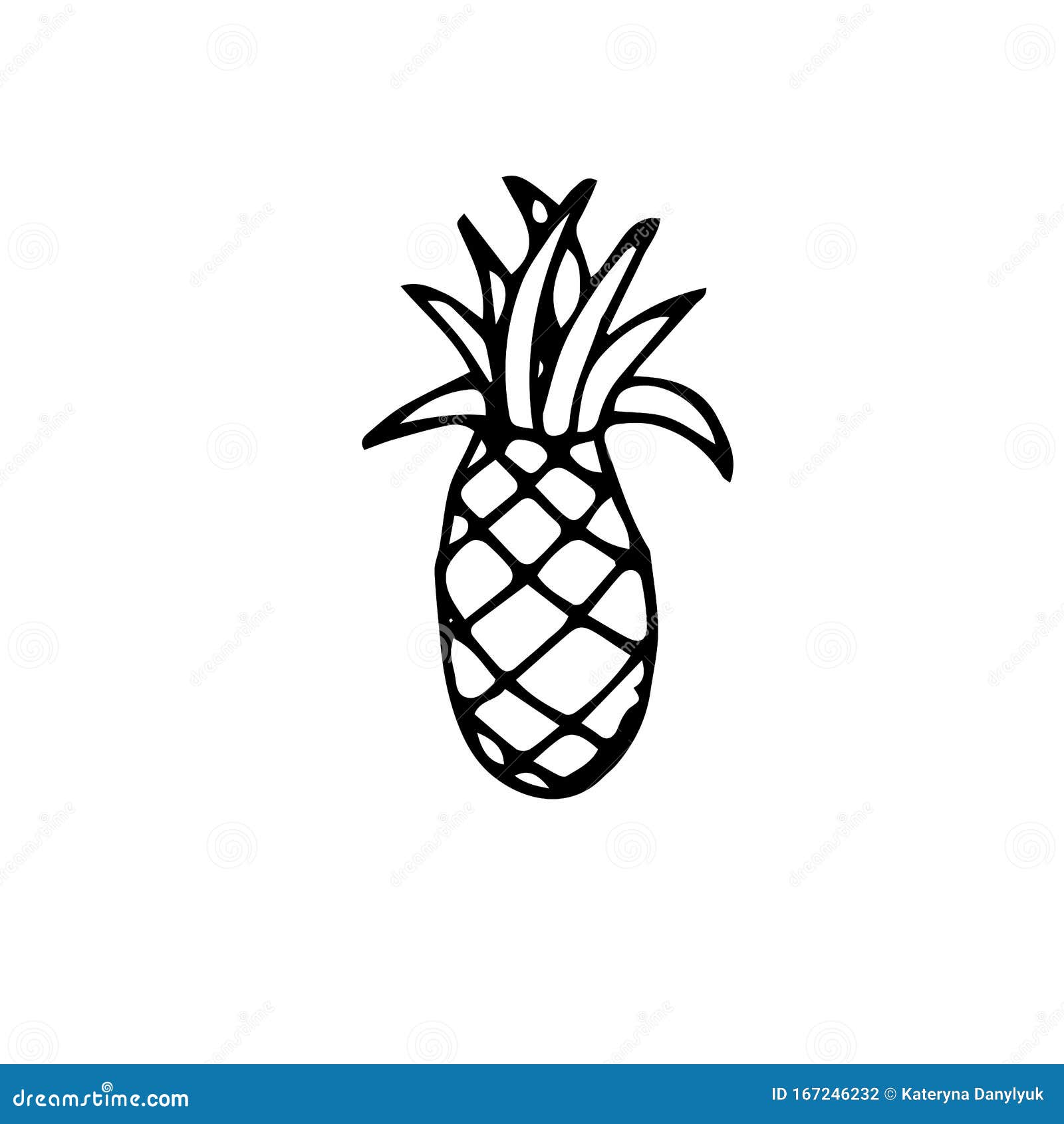 Ananas Hand Drawn Sketch Icon. Monochrome Fruit Design Element Stock ...