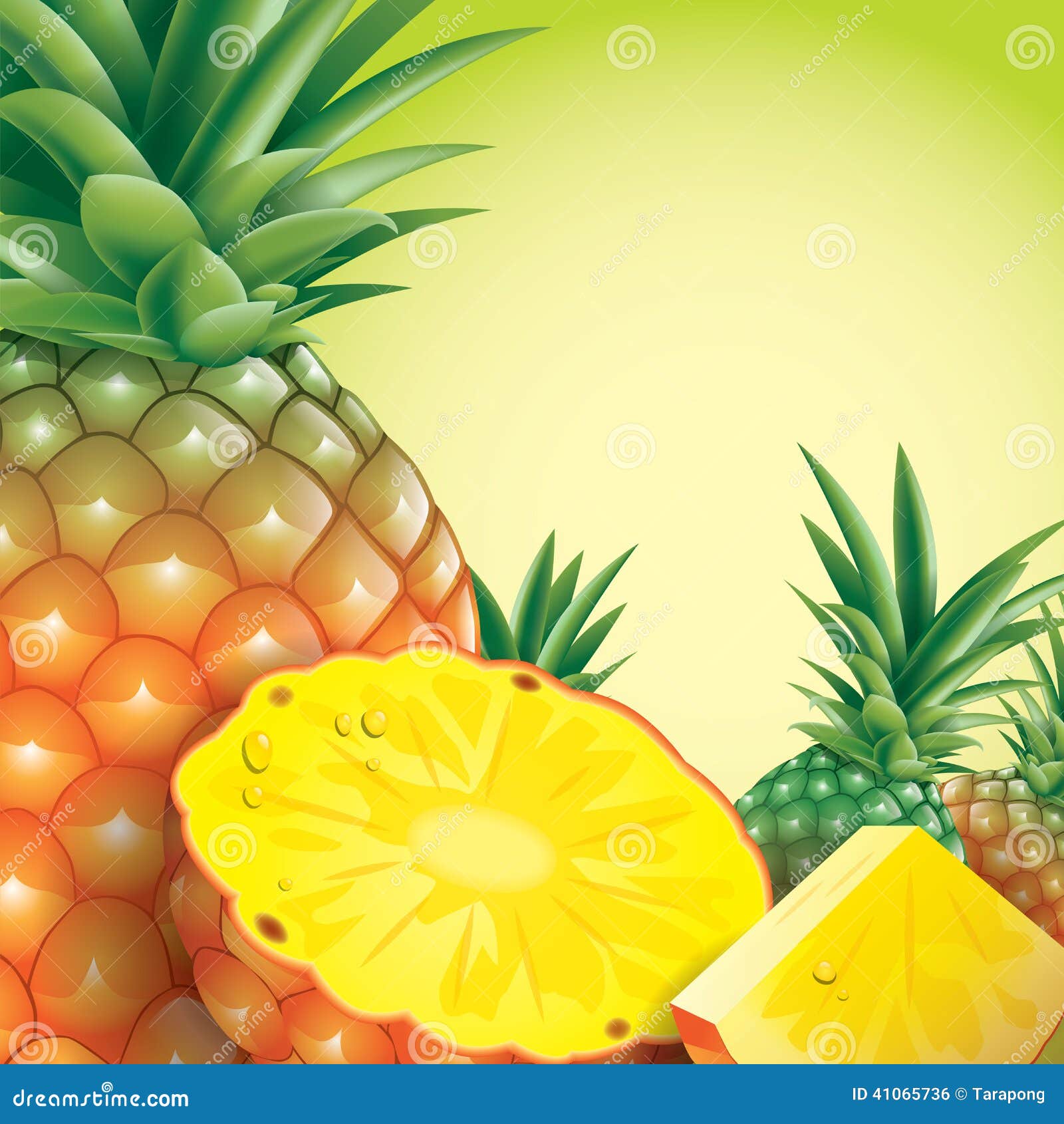 Ananas Vectorillustratie Op Groene Achtergrond Vector Illustratie ...