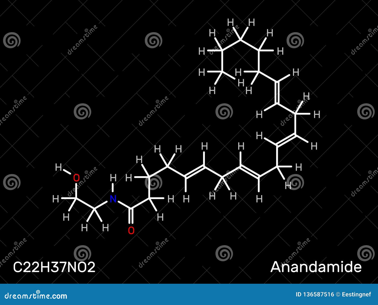 Anandamide, Endogenous Neurotransmitter Structural Formula. Vector ...
