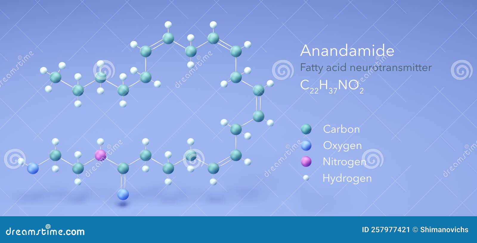 Anandamide, Molecular Structures, Fatty Acid Neurotransmitter, 3d Model ...
