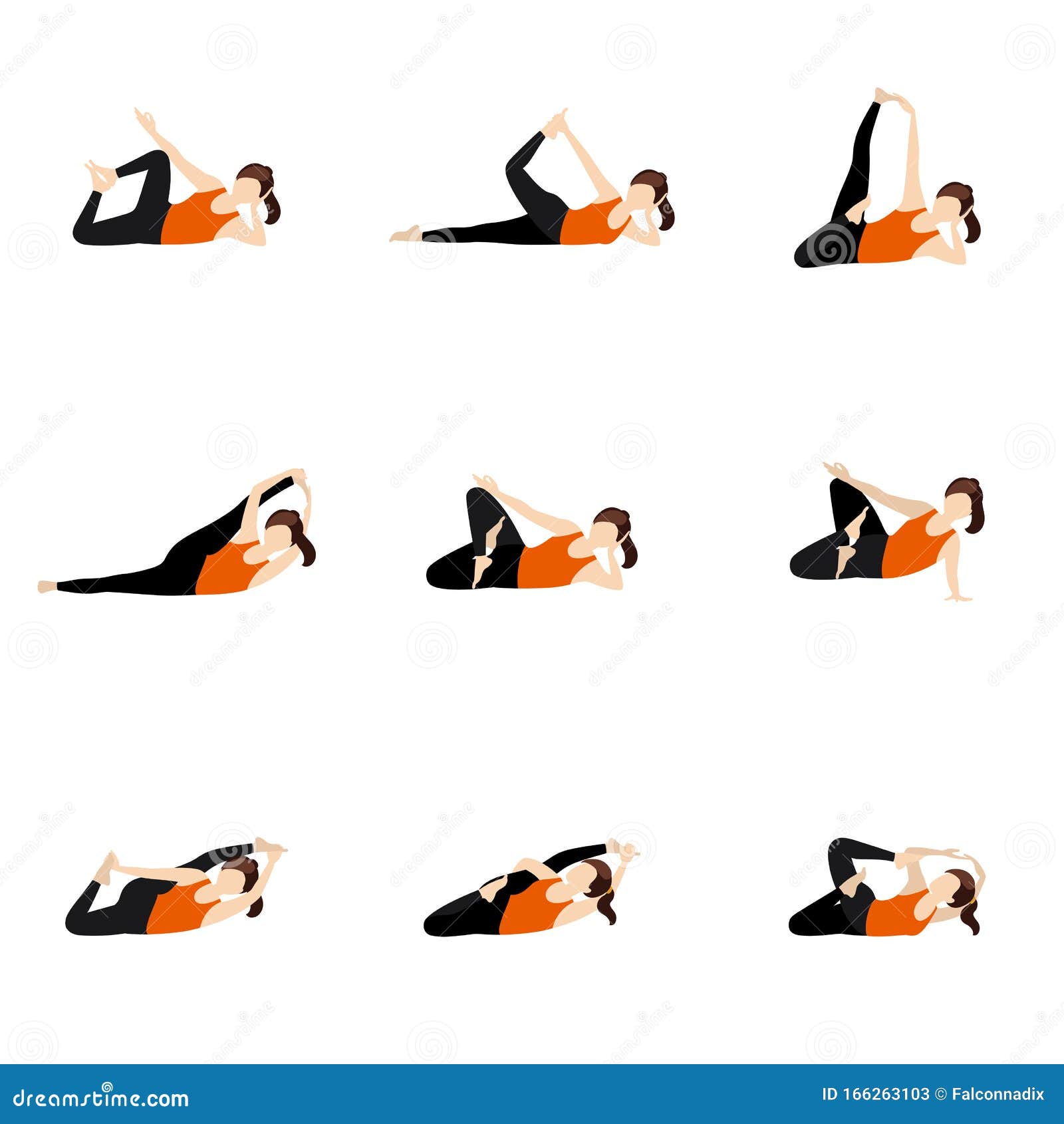 Anantasana Modifications Yoga Asanas Set Cartoon Vector | CartoonDealer ...