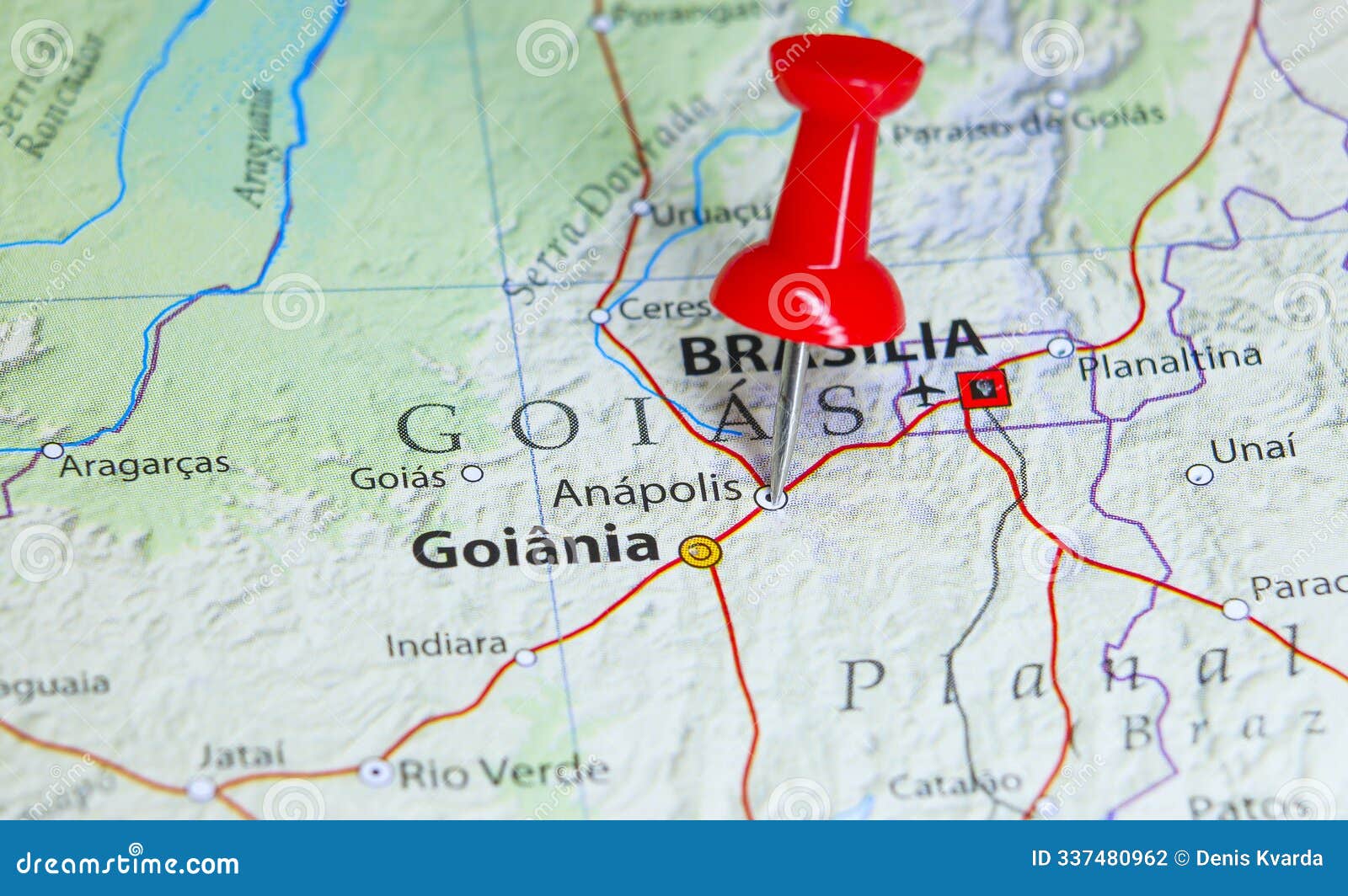 Anapolis, Goias, Brazil Pin on Map Stock Photo - Image of road, freedom ...