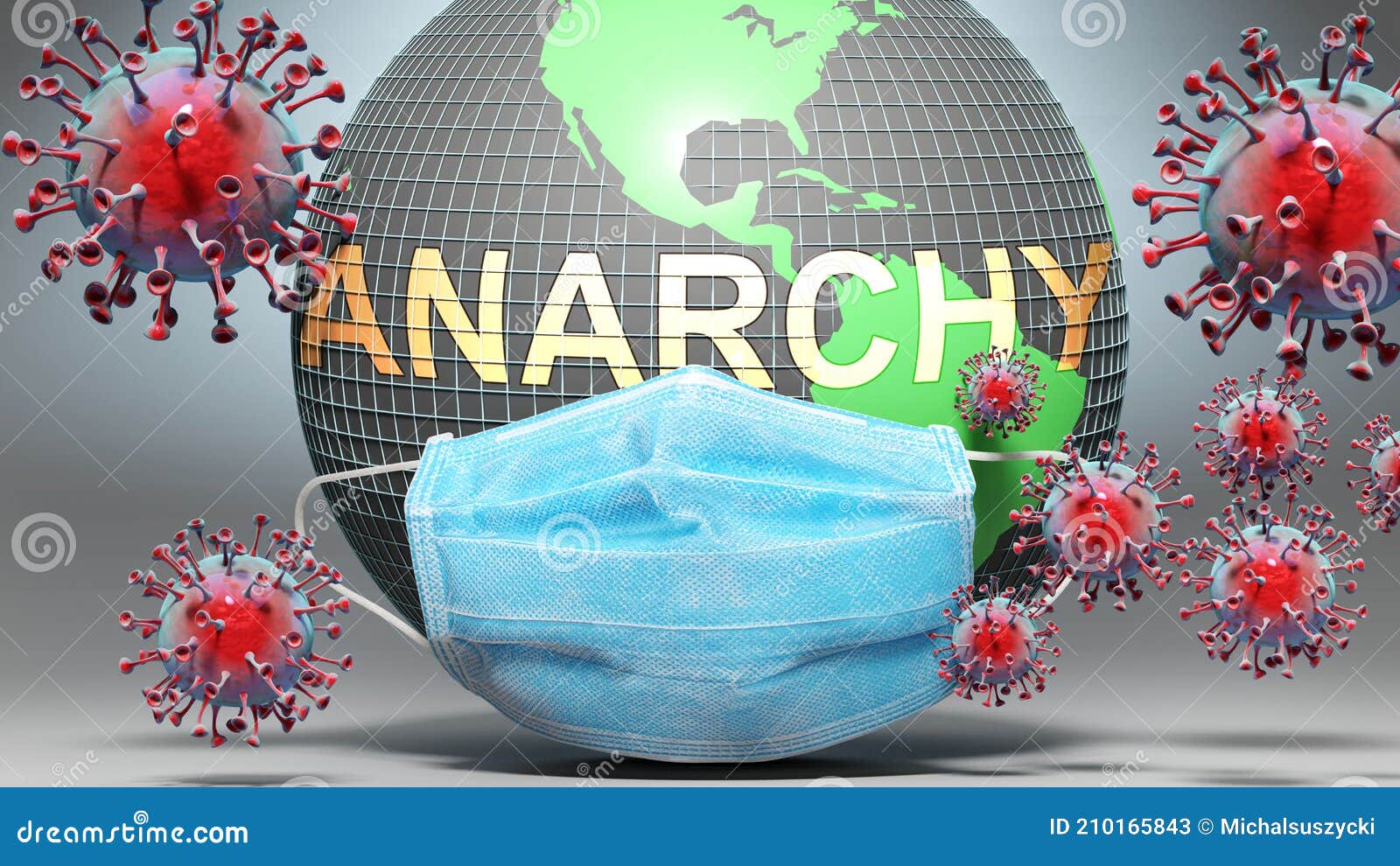 Anarchy and Covid - Earth Globe Protected with a Blue Mask Against ...