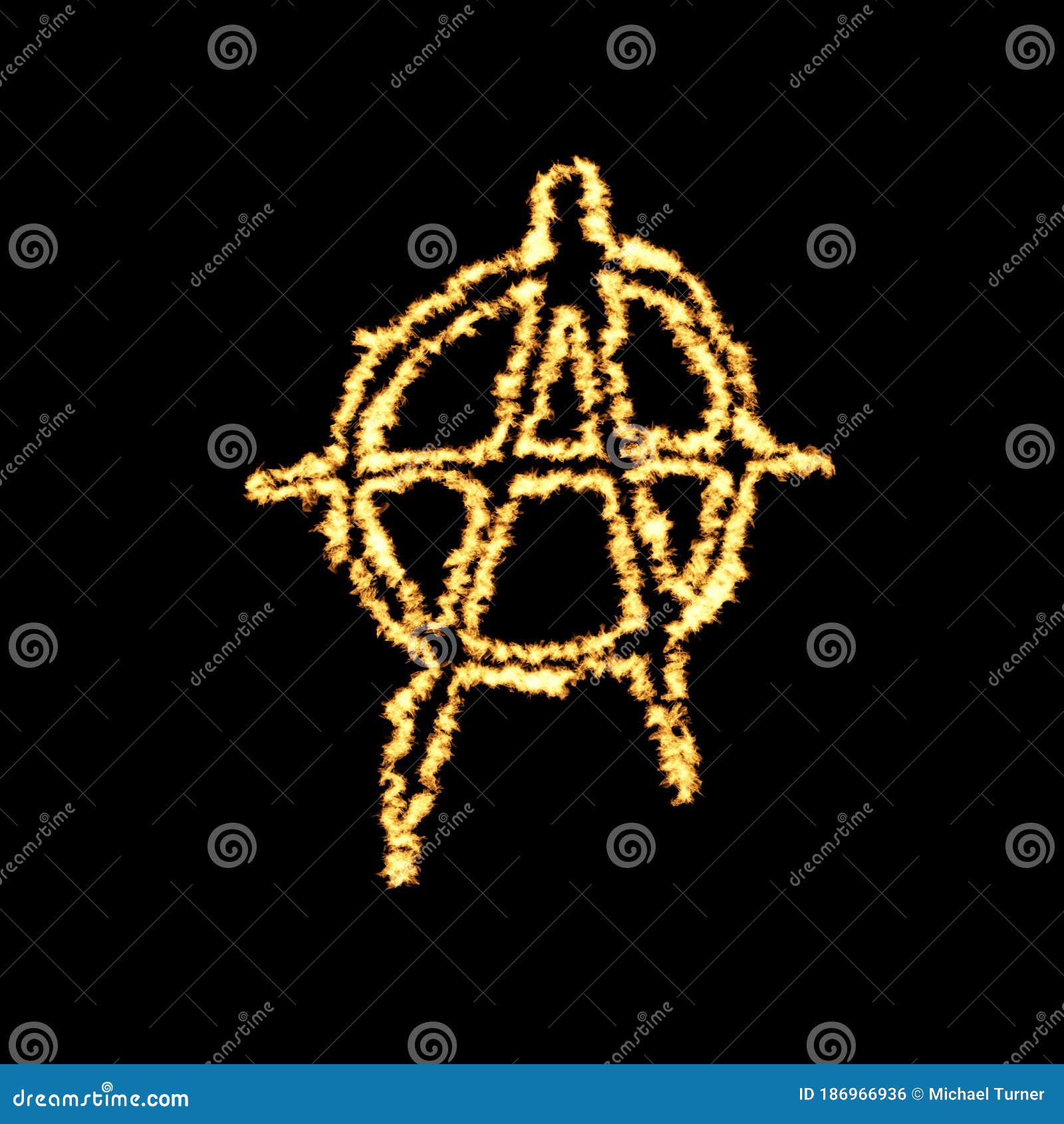 Anarchy Symbol Design with Burning Flames Effect Stock Illustration ...
