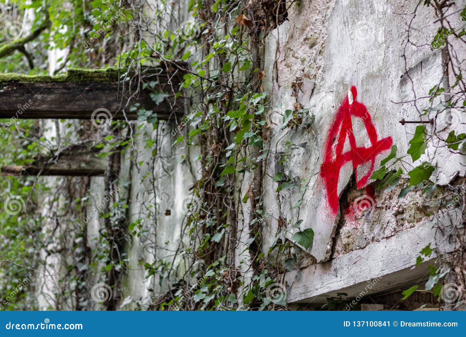 The `Anarchy` Symbol Graffitied in a Ruined Stock Image - Image of ...