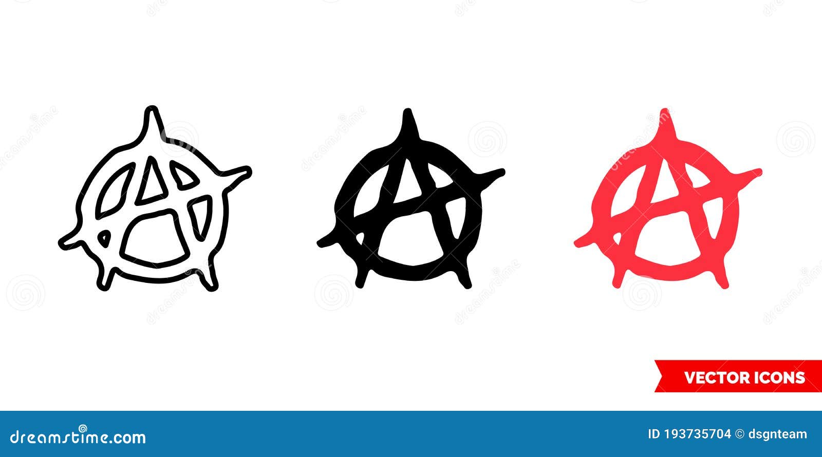 Anarchy Symbol Icon of 3 Types Color, Black and White, Outline ...