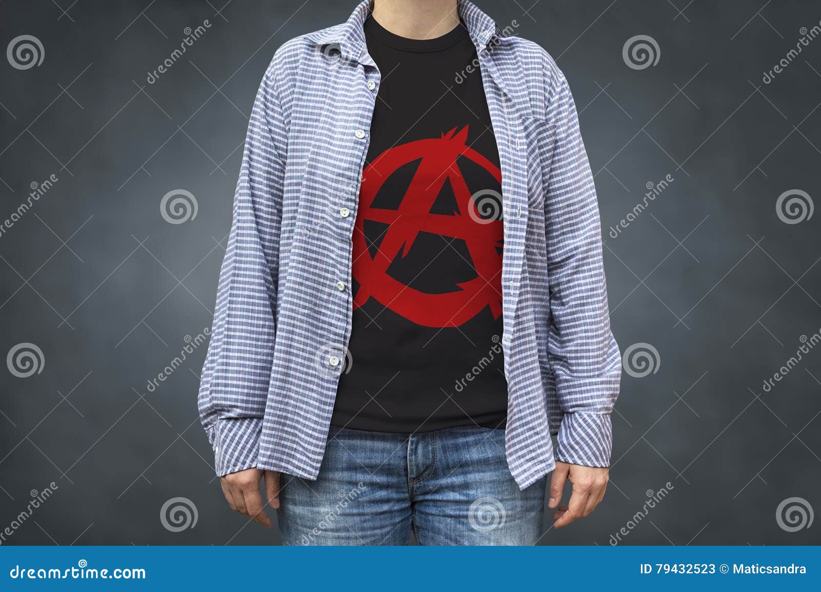 Anarchy Symbol Print on T-shirt, Political Message. Stock Image - Image ...