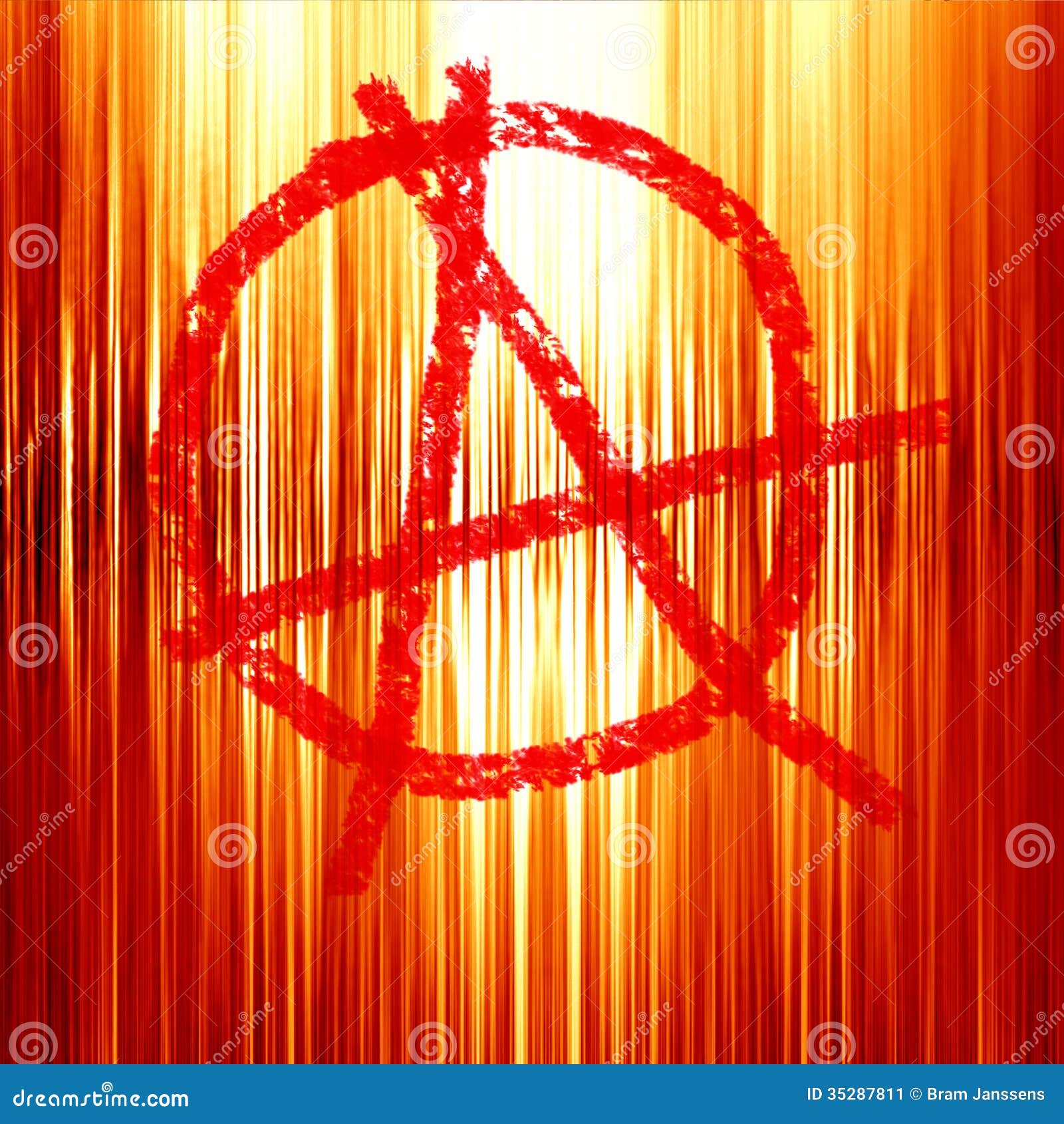 Anarchy Symbol White Red Grunge Dirty Flag Waving On Wind. Royalty-Free ...