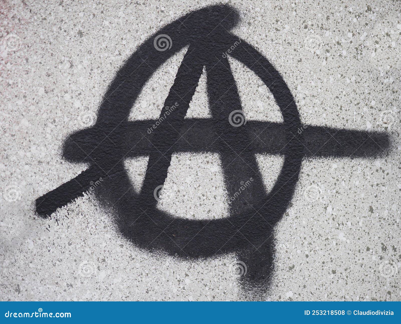 Anarchy symbol on a wall stock photo. Image of symbol - 253218508