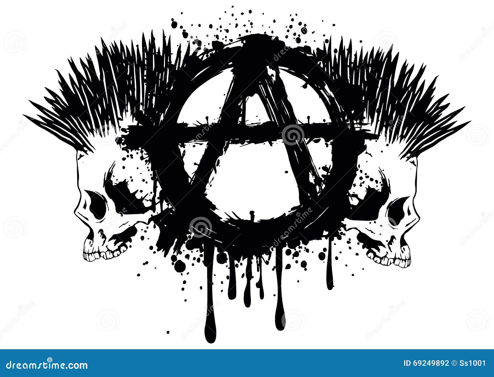 Anarquia Do Símbolo E Dois Crânios Ilustração do Vetor - Ilustração de ...