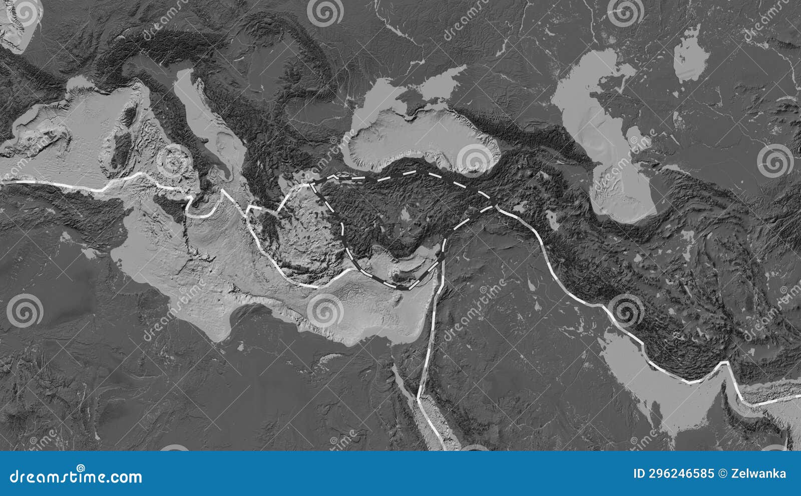 Anatolian Plate Tectonics, North And East Anatolian Fault, Gray Map ...