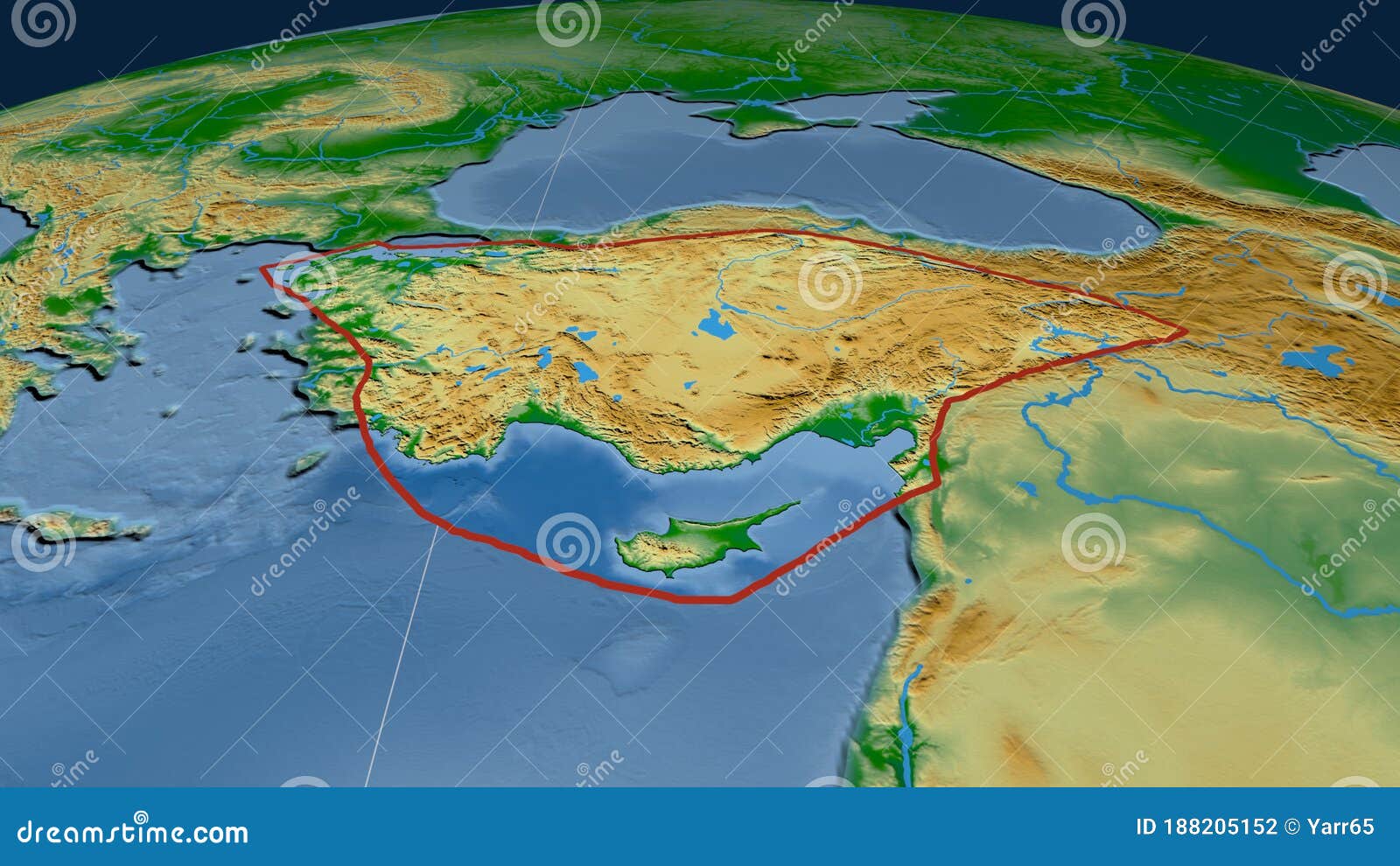 Anatolian Plate Outlined - Physical Stock Illustration - Illustration ...