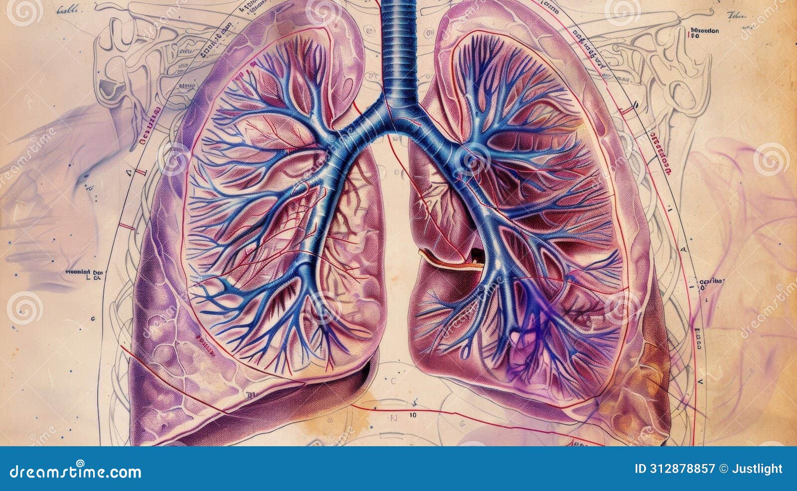 An Anatomical Chart of the Lungs Labeling the Different Lobes and ...