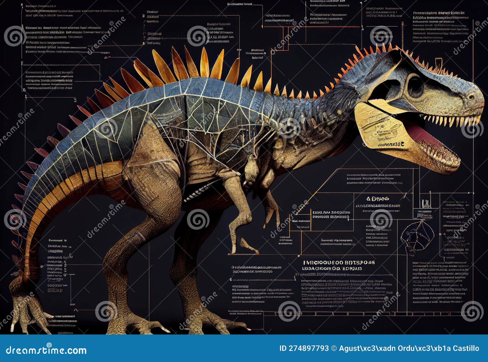Anatomical Diagram of a Dinosaur in Profile. Stock Illustration ...