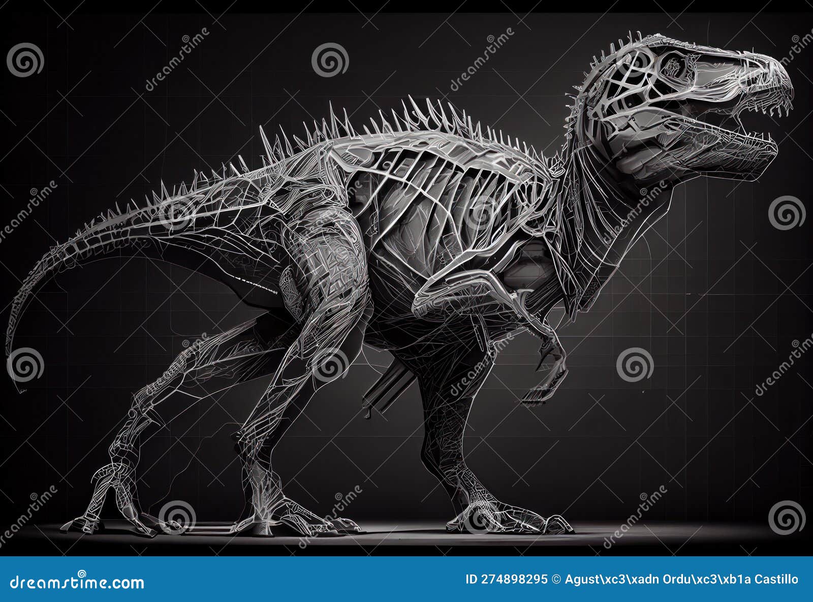 Anatomical Diagram Of A Dinosaur In Profile In Black And White. Royalty ...