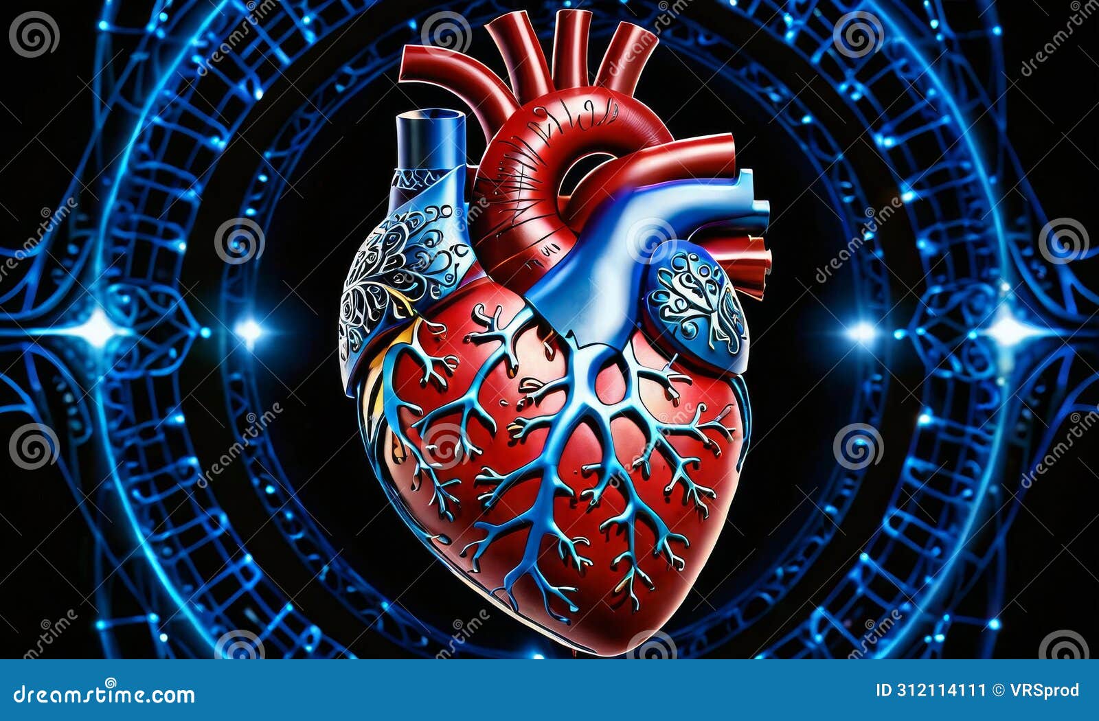 Anatomical Heart in Blue stock image. Image of realism - 312114111