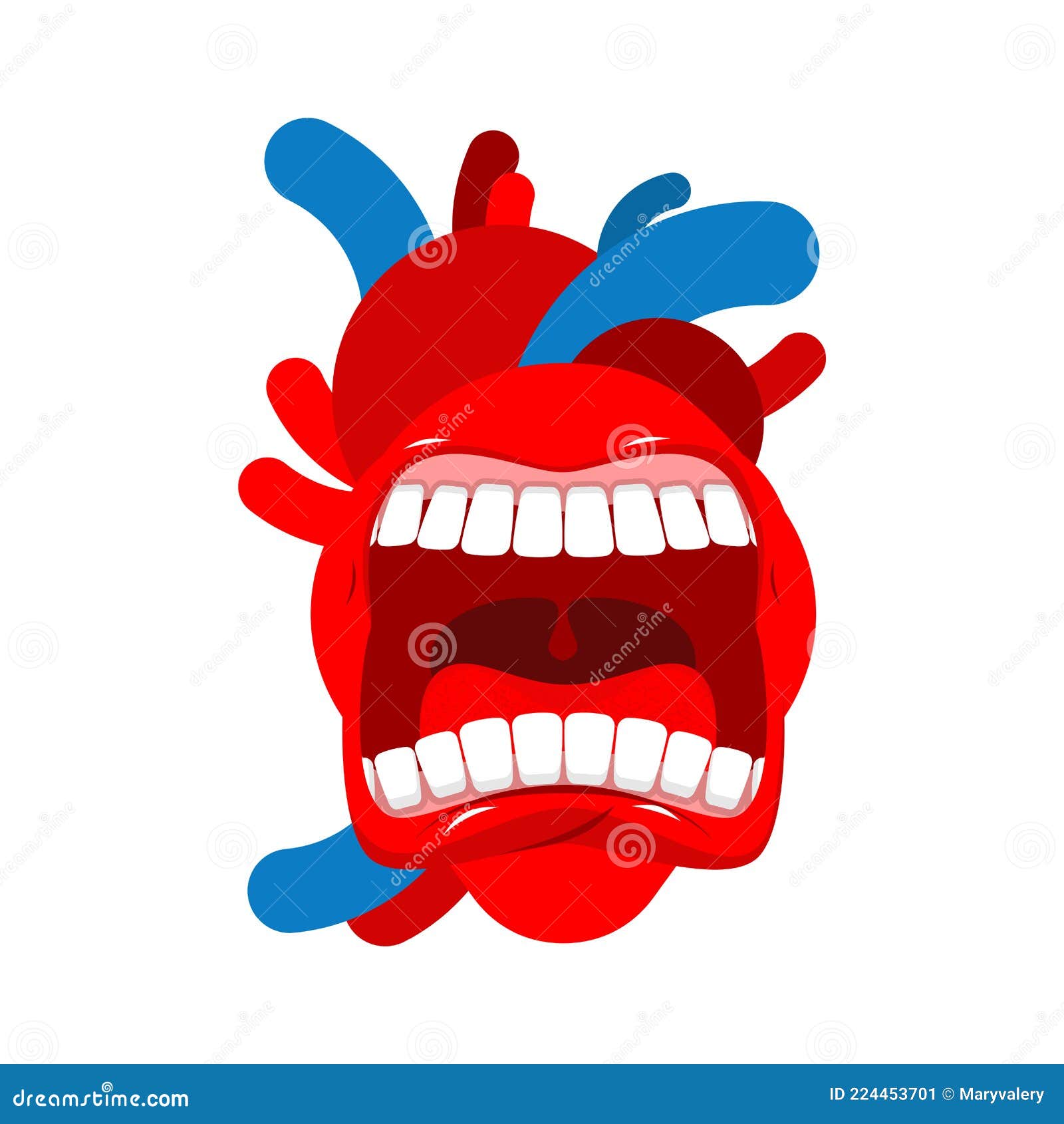 Anatomical Heart Screams Open Mouth. Vector Illustration Stock Vector ...