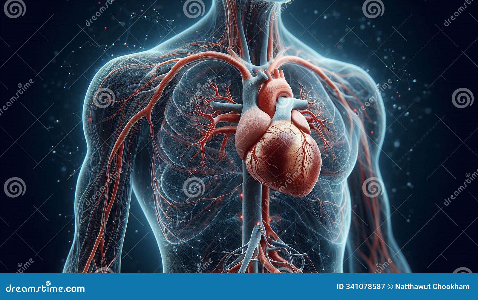 Anatomical Heart and Vascular System Visualization Stock Illustration ...