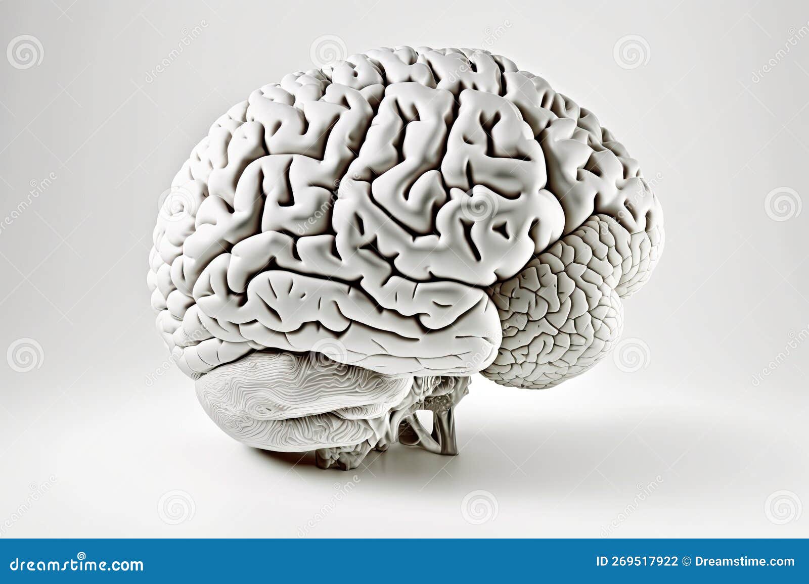 Anatomical Human Brain on a White Background. Generative Ai Stock Photo ...